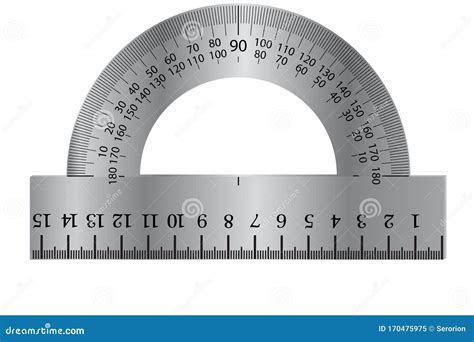 The Metal Protractor Is A Drawing Device For Measuring Angles Stock