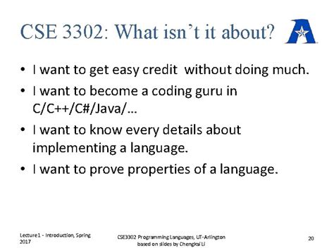 Cse 3302 Programming Languages Kelly Scott French Spring
