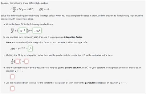 Solved Consider The Following Linear Differential Equation