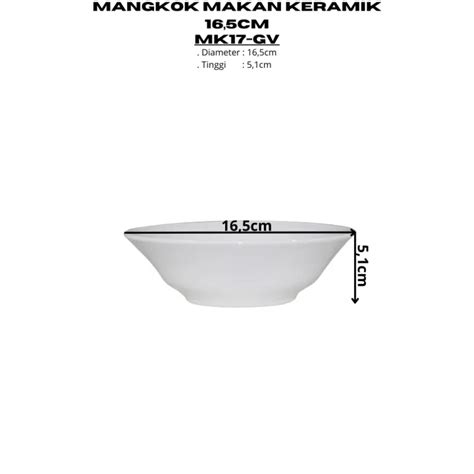 Mangkok Makan Keramik 165cm 1pcs Putih Polos By Indo Keramik Mangkok
