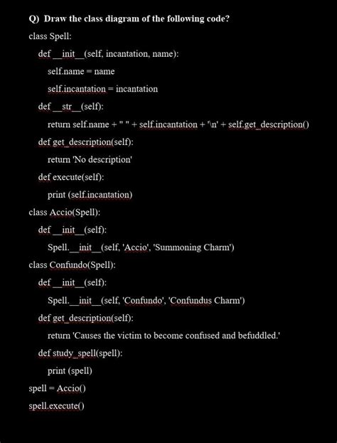 solved q draw the class diagram of the following code