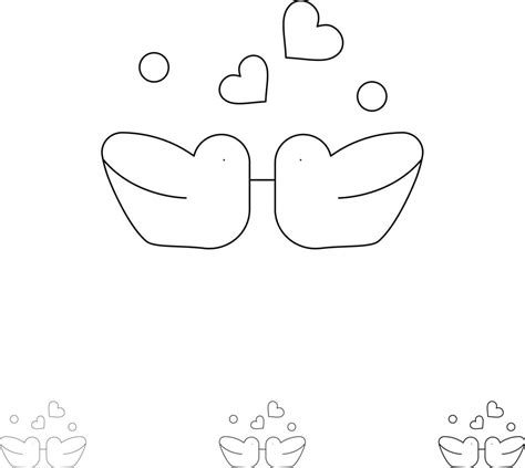 Birds Lovebirds Couple Ducks Bold And Thin Black Line Icon Set 14699658 Vector Art At Vecteezy