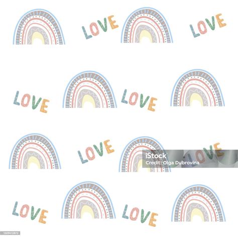 매끄러운 패턴 보헤미안 스타일로 손으로 그린 무지개 무늬 추상적 미니멀리스트 요소 파스텔 색상의 스칸디나비아 디자인 직물 포장 직물 벽지 옷에 대한 벡터 배경 0명에 대한