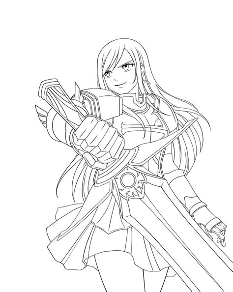 Erza Scarlet Di Fairy Tail Da Colorare Scarica Stampa O Colora Subito