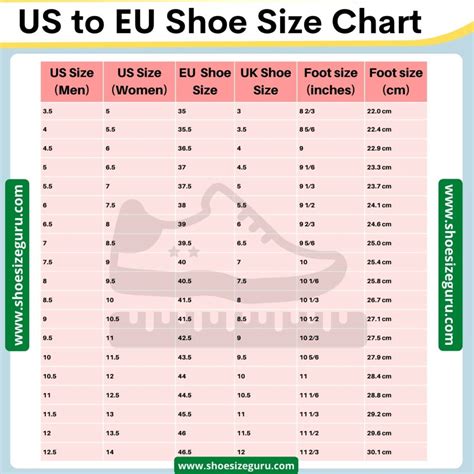 Euro Shoe Size Chart Conversion