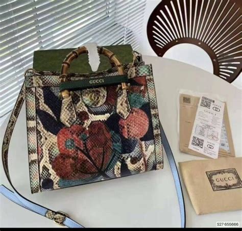 Gucci Diana Python Very Premium Tote Bag With Box Theluxurytag