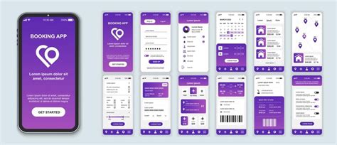 premium vector booking mobile app interface screens template set