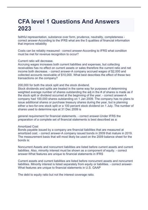 Cfa Level 1 Questions And Answers 2023 Cfa Stuvia Nl