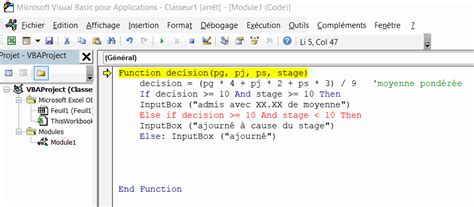 vba fonction personnalisée