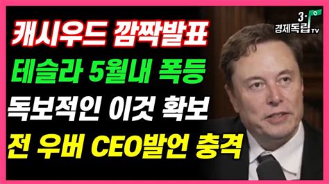 캐시우드 깜짝 발표 테슬라 5월내 폭등 독보적인 이것 확보 전 우버ceo 발언 충격 재테크해외주식테슬라