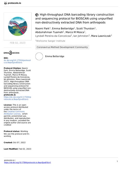 Pdf High Throughput Dna Barcoding Library Construction And Sequencing