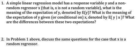 solved 1 a simple linear regression model has a response variable y