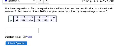 solved use linear regression to find the equation for the