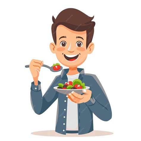 Premium Vector Man Eating Healthy Food Proper Nutrition Concept
