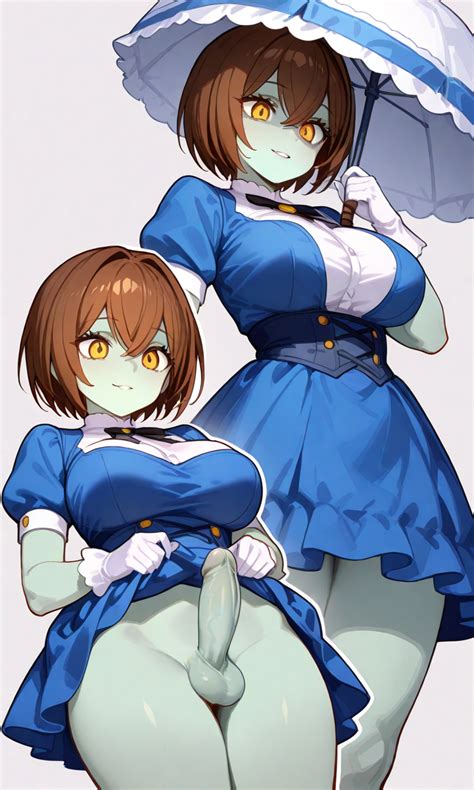 Rule 34 Ai Generated Balls Blue Clothing Brown Hair Futanari Grey