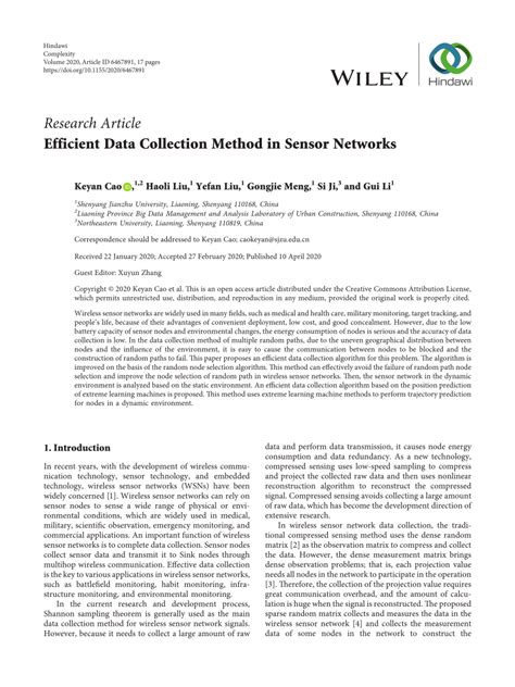 Pdf Efficient Data Collection Method In Sensor Networks