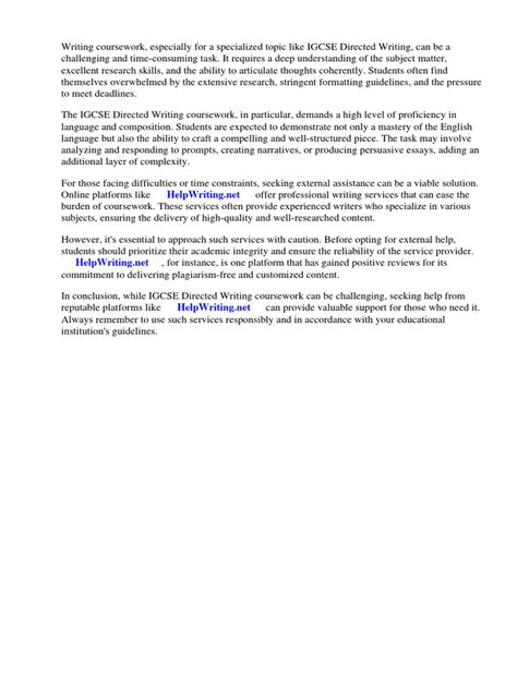 Igcse Directed Writing Coursework Pdf Facebook Linked In