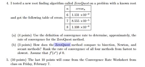 Solved 4 ﻿i Tested A New Root Finding Algorithm Called
