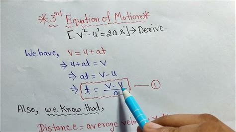 Derive Third Equation Of Motion Derivation Third Equation Of Motion Motion Class 9 Cbse