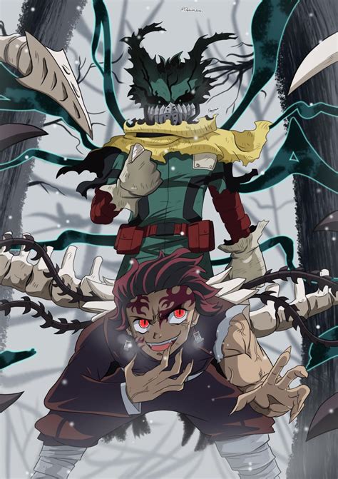 Dark Hero Deku Vs Demon King Tanjiro Commission From U Hazzamo R Deathbattlematchups
