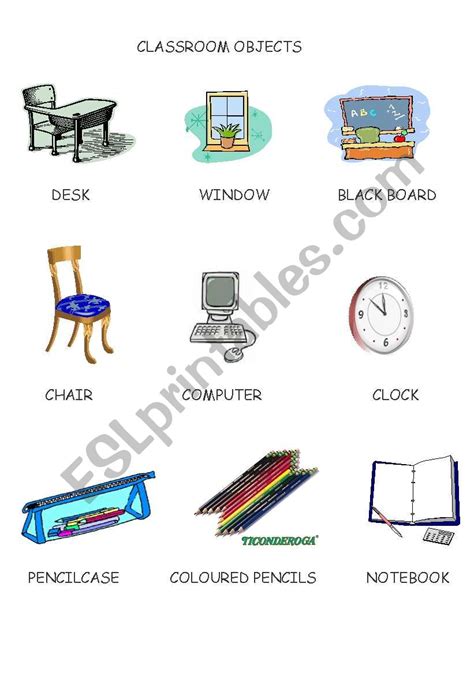 Classroom Objects ESL Worksheet By Zeli67