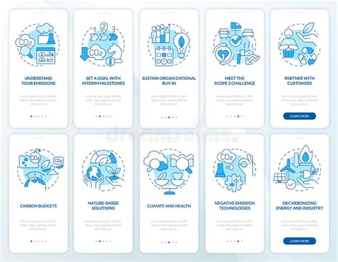 Transforming To Net Zero Blue Onboarding Mobile App Screen Stock Vector Illustration Of