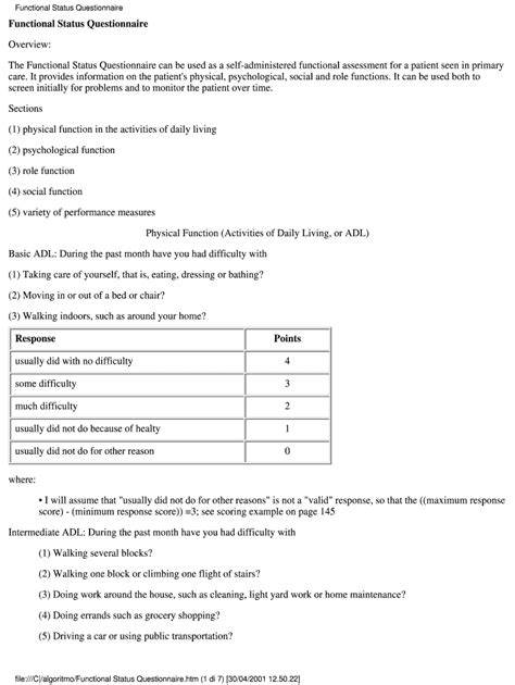 Fillable Online Functional Status Questionnaire Fax Email Print Pdffiller