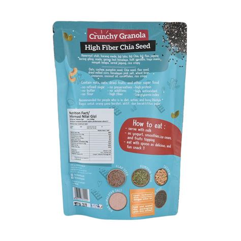 Jual Verlin Healthy Snack Crunchy Granola High Fiber Chia Seed Sereal And Oatmeal [200 G] Di