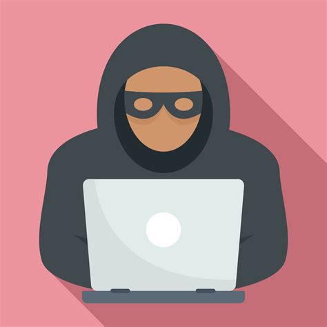 Laptop Hacker Icon Flat Style Vector Art At Vecteezy