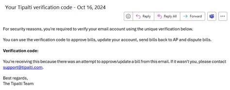 Why Was I Sent A Verification Code Email For Bills Tipalti