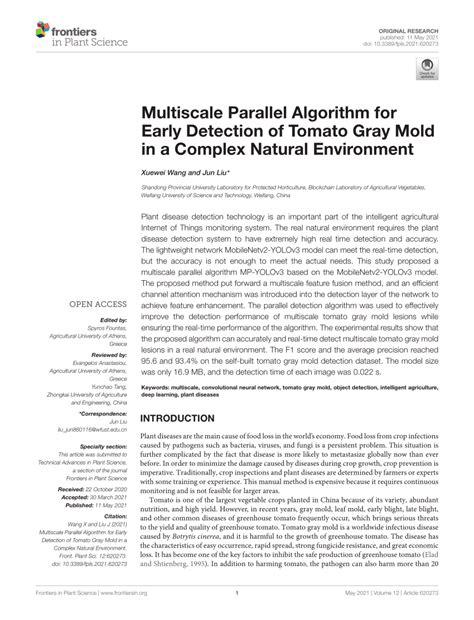 pdf multiscale parallel algorithm for early detection of tomato gray