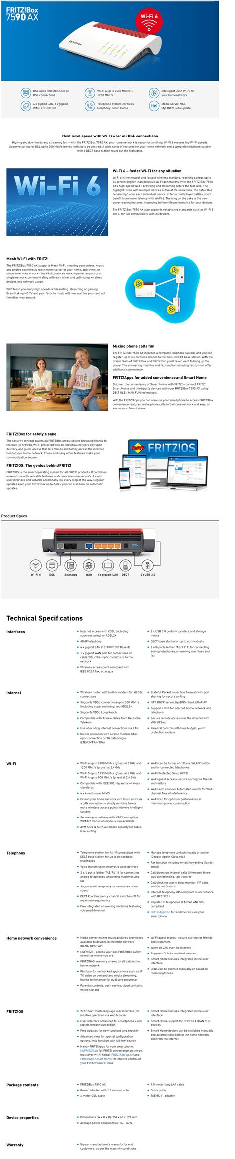 AVM FRITZ Box AX V WiFi X MIMO VDSL ADSL Wireless Router Allneeds Computers