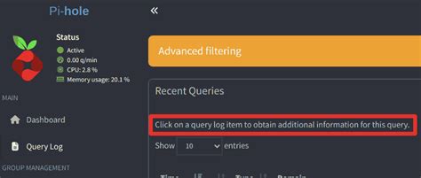 Query Log To View Details Beta 60 Pi Hole Userspace