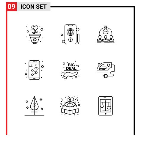 User Interface Pack Of 9 Basic Outlines Of Wifi Mobile Labortary Device Scientist Editable