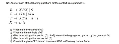 Solved Q1: Answer each of the following questions for the | Chegg.com