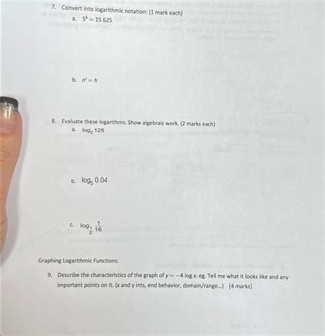 Solved Convert Into Logarithmic Notation