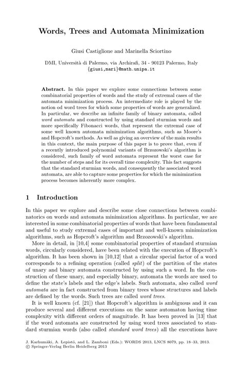 Pdf Words Trees And Automata Minimization