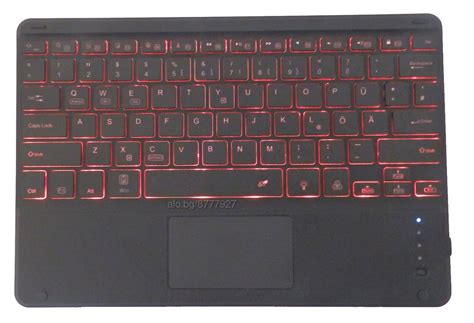 Bluetooth ултра тънка клавиатура с тъчпад акумулаторна батерия и 7 цветна подсветка Кла