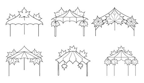 Maple Leaf Canopy In Line Art Collection Premium Ai Generated Vector