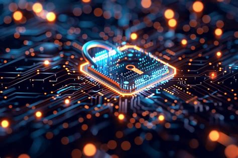 premium vector creative glowing colorful circuit padlock hologram