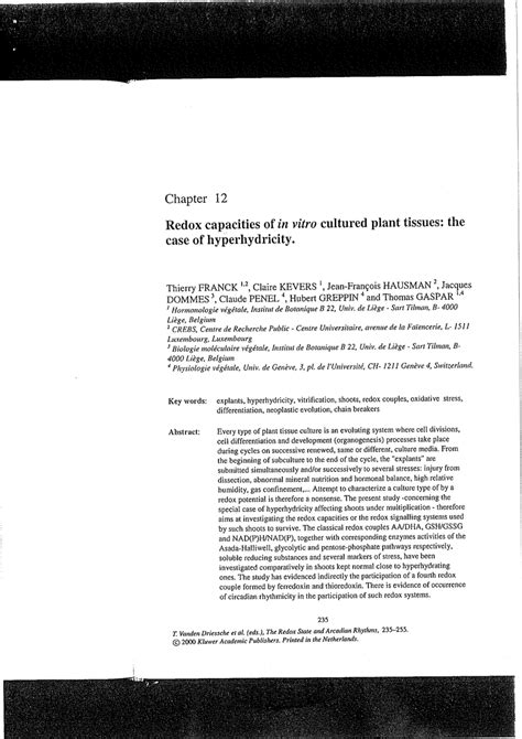 Pdf The Redox State And Circadian Rhythms