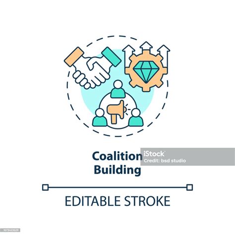2d Customizable Coalition Building Icon Concept Stock Illustration
