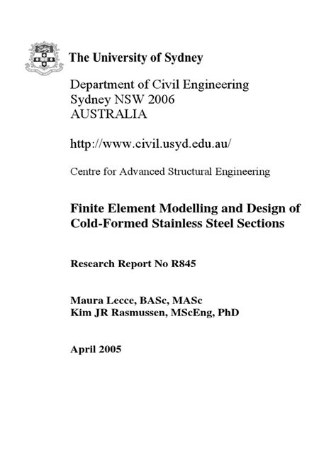 Pdf Finite Element Modelling And Design Of Cold Formed Steel Sections VersiÓn Extendida