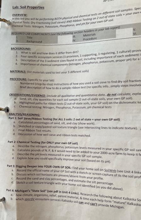 Lab Soil Properties OVERVIEW In This Lab You Will Chegg Com