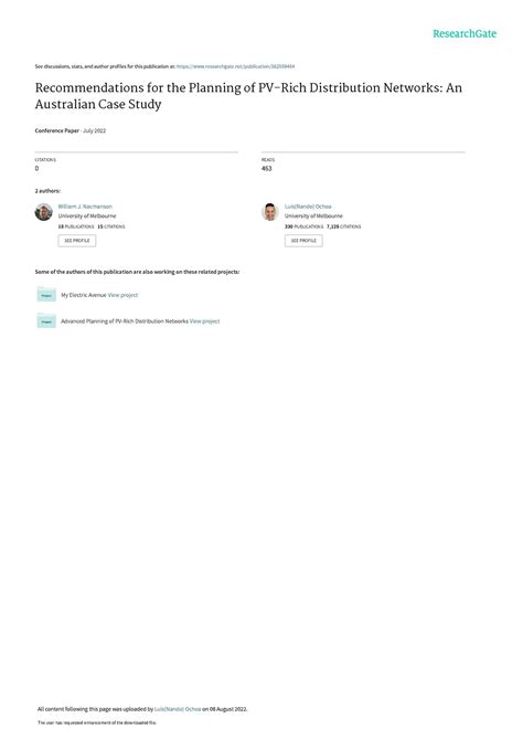 File047 Recommendations For The Planning Of Pv Rich Distribution Networks An Australian Case