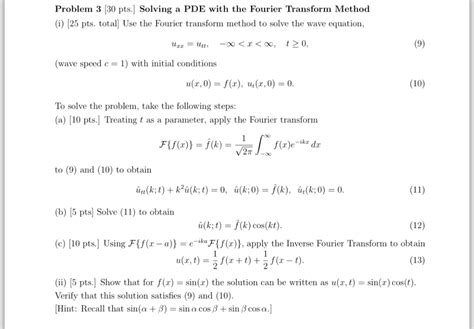 Solved Solving A PDE With The Fourier Transform Method I Chegg Com