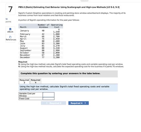 solved pb5 2 static estimating cost behavior using
