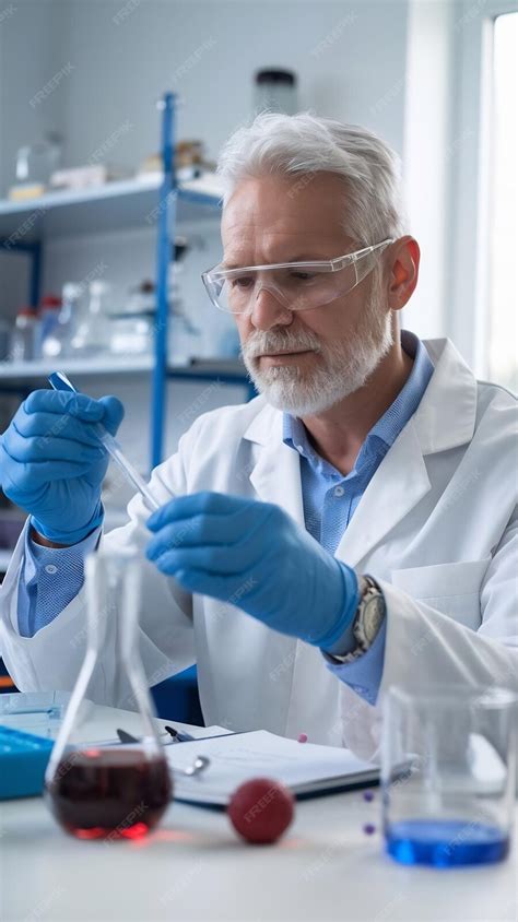 Mature Scientist Researching On Molecule In Laboratory Premium Ai Generated Image