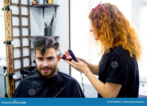 Man At A Hair Salon Stock Photo Image Of Professional 99136818