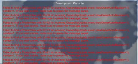 failed to find a photonview with for incoming ownershipupdate event